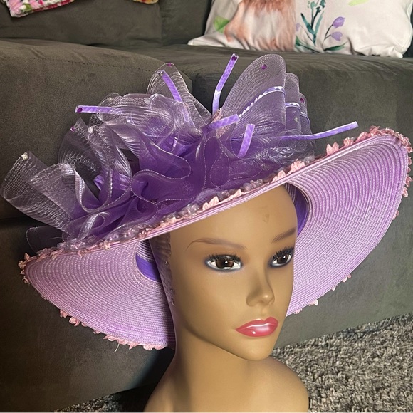 Vintage | Accessories | Vintage Light Purple Or Violet Hat With Large ...